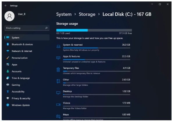 Скільки займає місця на комп'ютері Windows 11 – Програми | iTechua